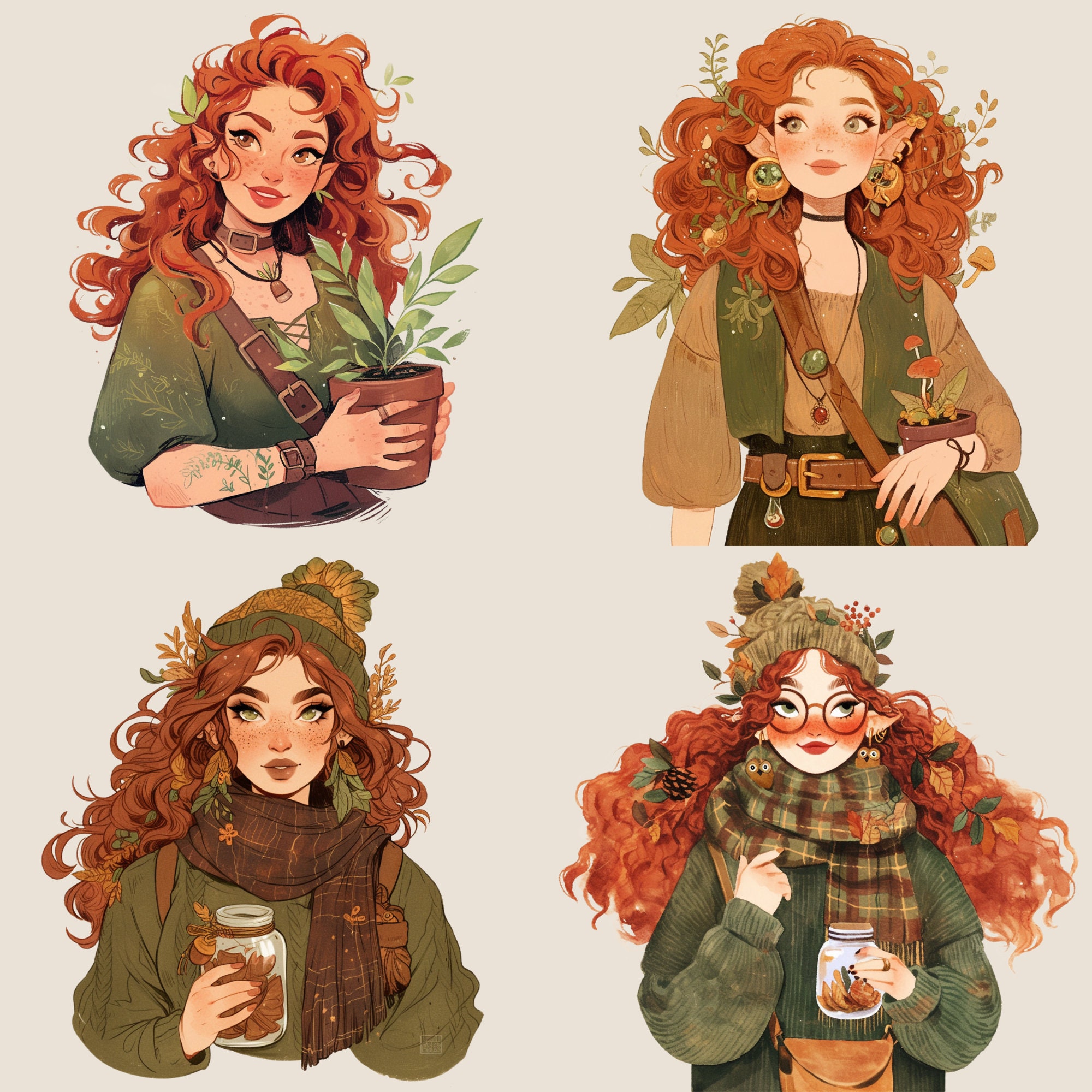 Forest Goblincore Girl Digital Stickers,animal Aesthetic Journaling ...
