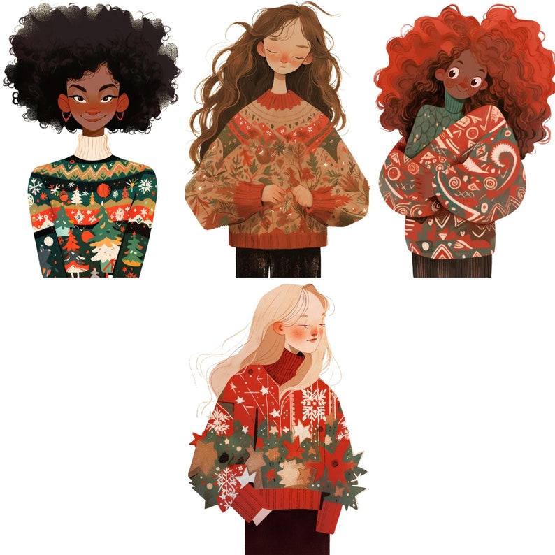 Best Christmas Sweater Clipart Bundle, Cozy Sweater Weather Clipart ...