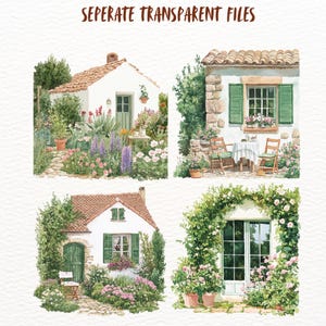 Watercolour Style Garden Summer Cottage Clipart Bundle, Cozy Goodnotes ...