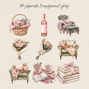 Feminine Wild Rose Autumn Clipart Bundle, Floral Winter Journal ...