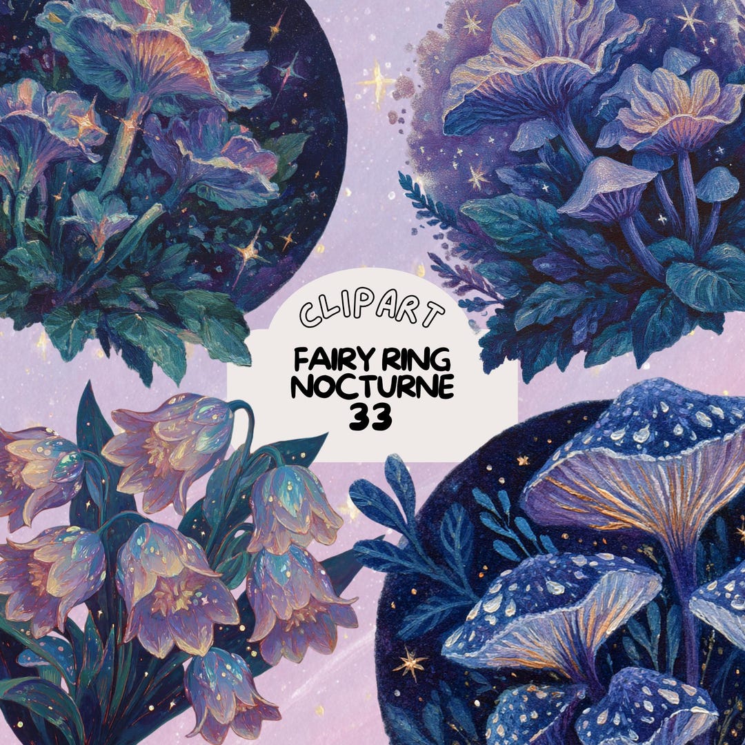 Fairy Ring Nocturne Clipart Bundle Vintage Sticker Set Goodnote Sticker ...