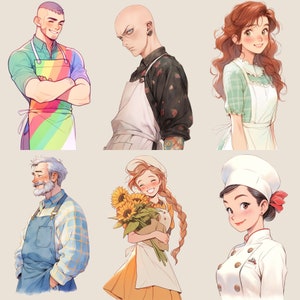 Cute Anime Baker Style Digital Sticker Bundle, Printable Baking Clipart ...