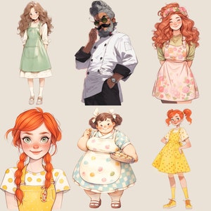 Cute Anime Baker Style Digital Sticker Bundle, Printable Baking Clipart ...