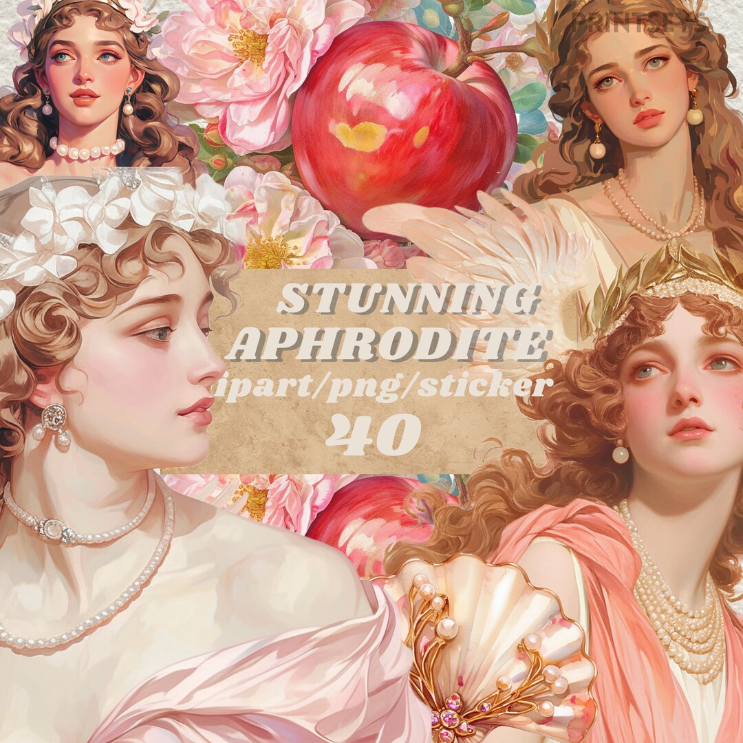 Greek Goddess Aphrodite Digital Stickers, Feminine Fantasy Journaling ...