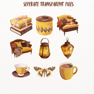 Rustic Cottagecore Watercolor Clipart Set Cozy Cottage Digital Stickers ...