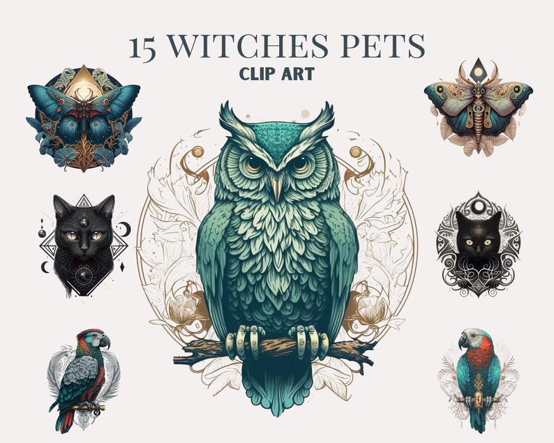 Mystical Witches Pets Clipart, Wiccan Png, Moth Png, Mystical Clipart ...