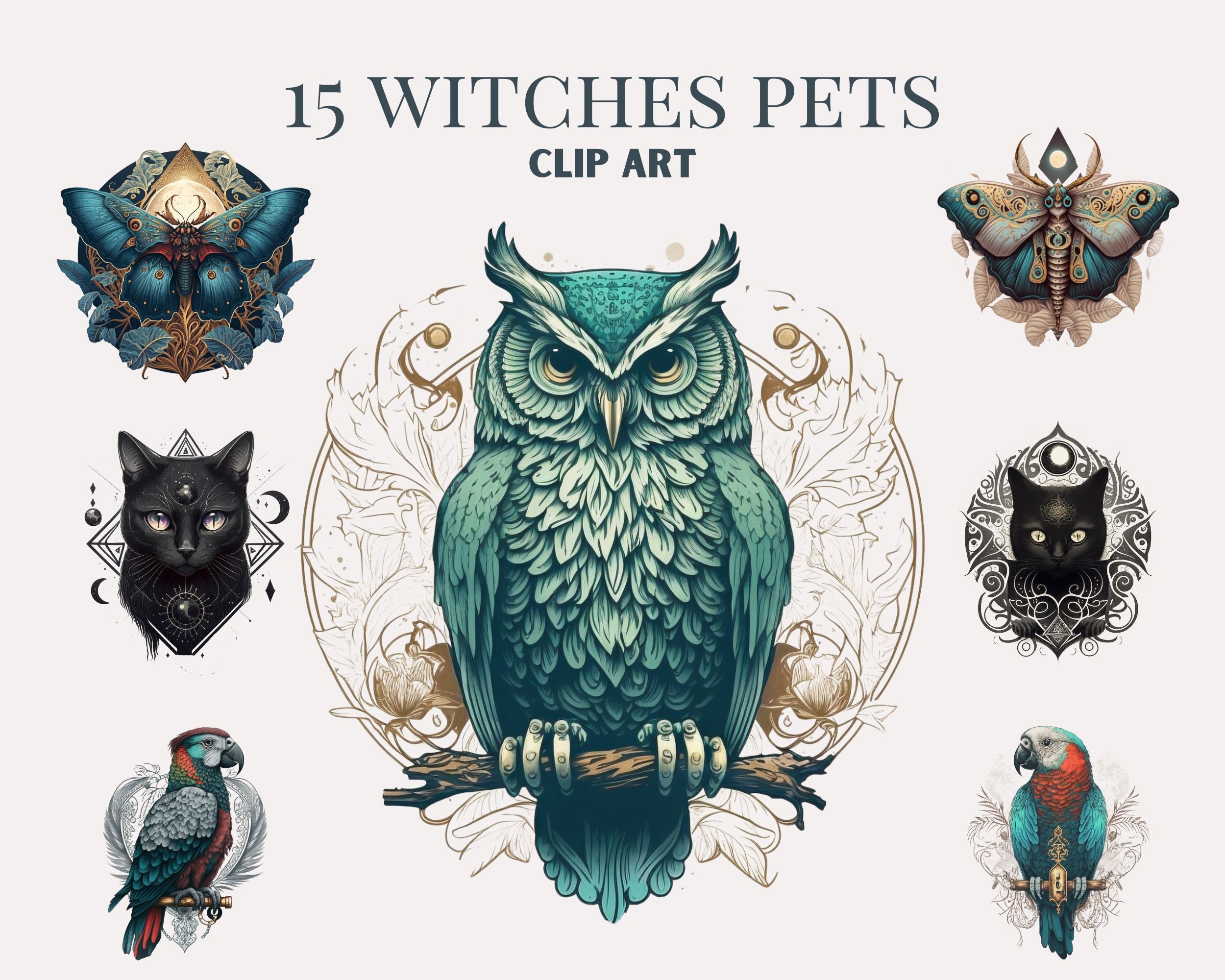 Mystical Witches Pets Clipart Wiccan Png Moth Png Mystical - Etsy