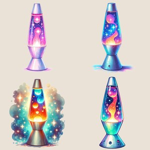 Watercolour Vintage Lava Lamp Digital Sticker Bundle, Retro Lamp ...