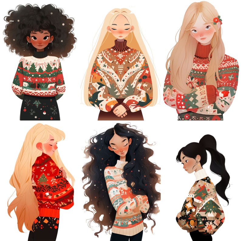 Best Christmas Sweater Clipart Bundle, Cozy Sweater Weather Clipart ...