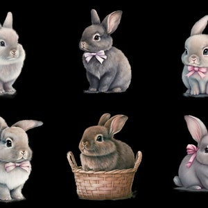 Cute Watercolour Baby Bunny Clipart Bundle, Cute Brown, Gray Bunnies ...