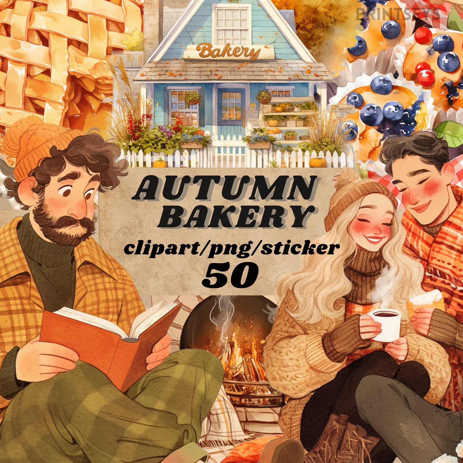 Cozy Cold Weather Autumn Bakery Clipart Bundle, Coffee Time Digital ...