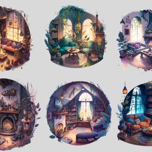 Wizard School Living Room, Common Room, Guest Room Clipart Bundle ...