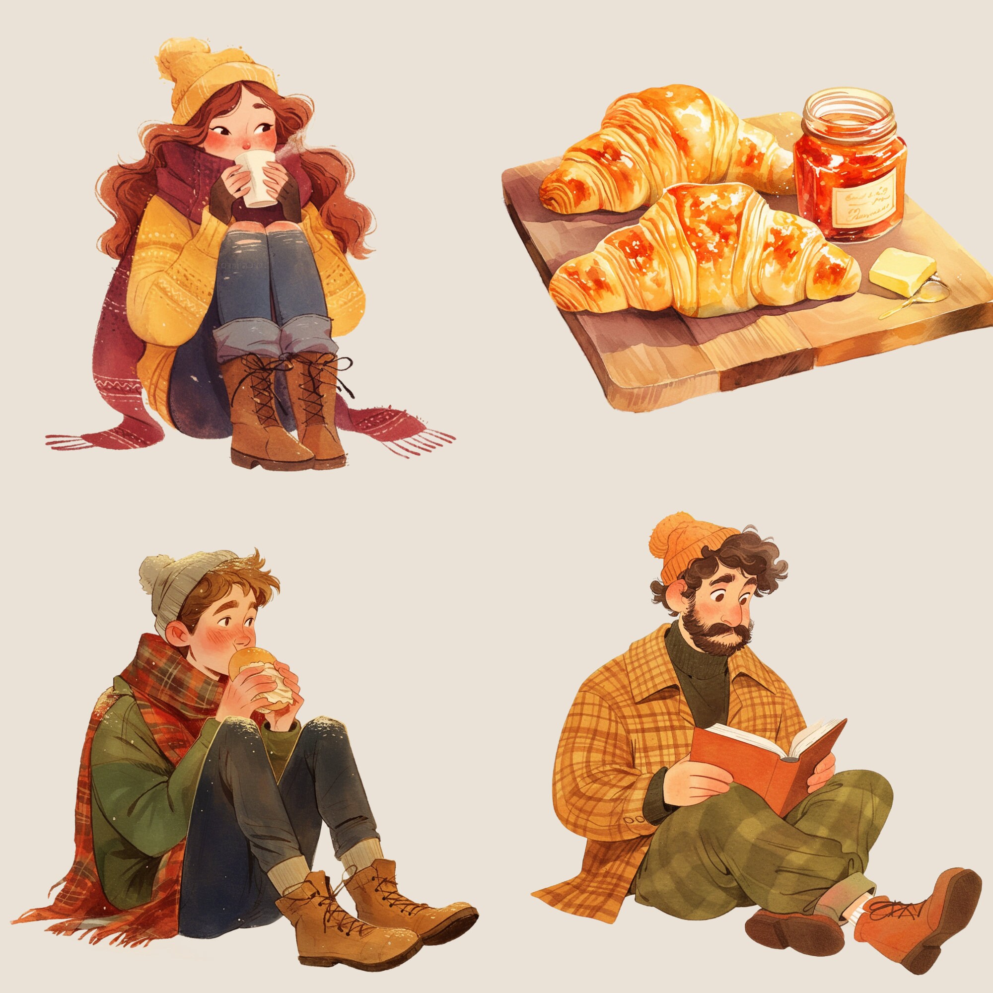 Cozy Cold Weather Autumn Bakery Clipart Bundle, Coffee Time Digital ...