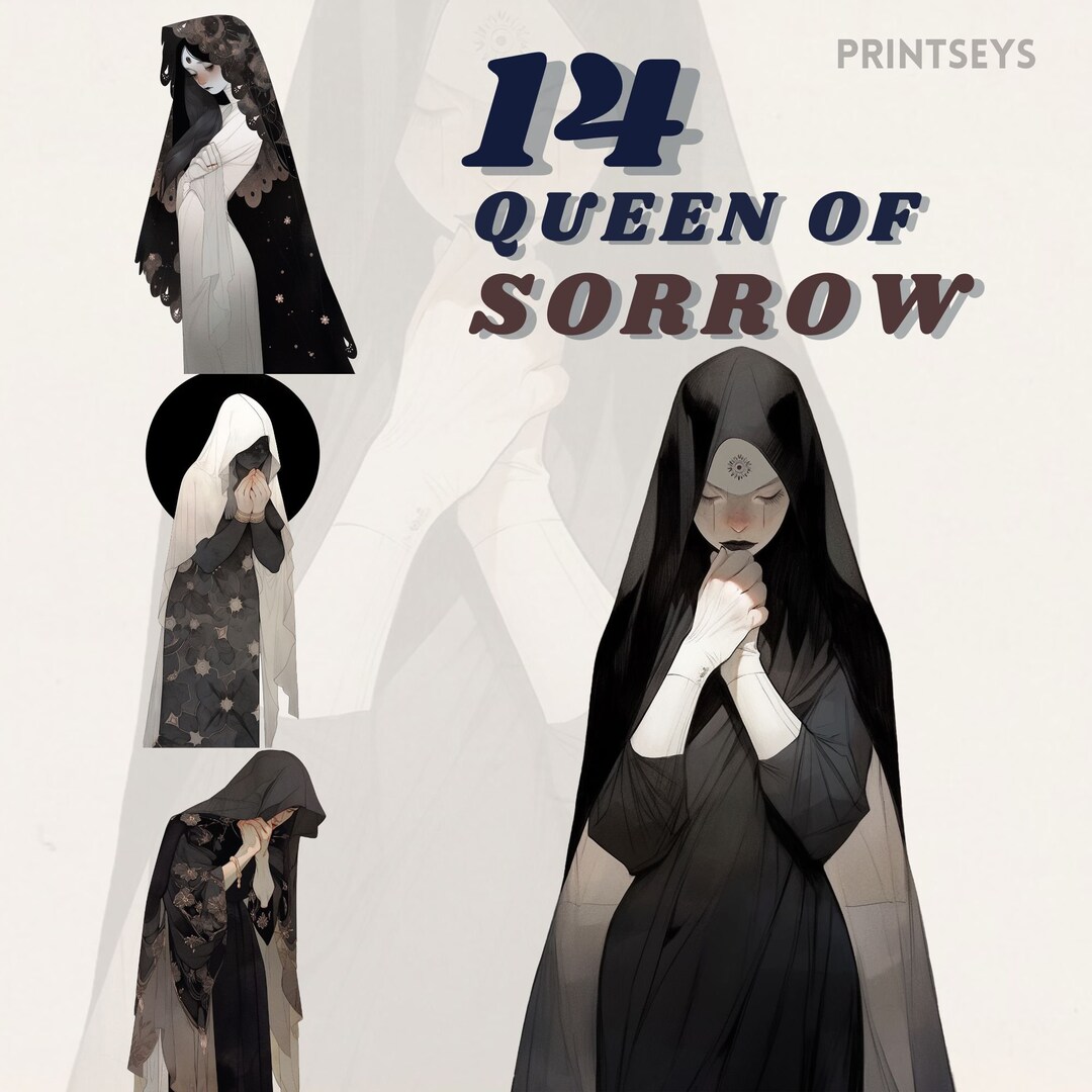 Stunning Queen Of Sorrow Clipart Bundle Magical Occult Celestial Queen