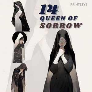 Stunning Queen of Sorrow Clipart Bundle, Magical Occult Celestial Queen ...