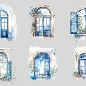 Watercolour Greek Style Window, Rustic Window, Clipart Bundle ...