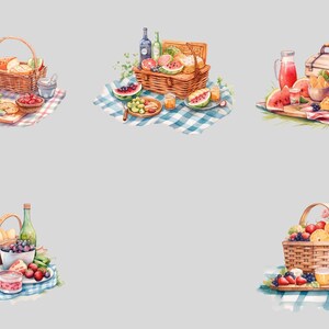 Watercolour Summer Picnic Clipart Bundle , Summer Vibes, Summer Clipart ...