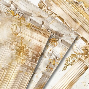 Ivory Temple Digital Paper, Greek Travel Vintage Textured Paper ...