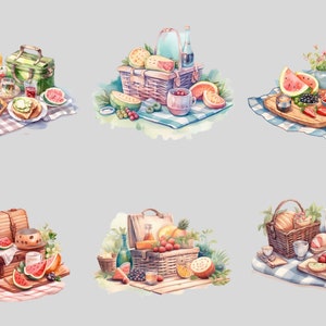 Watercolour Summer Picnic Clipart Bundle , Summer Vibes, Summer Clipart ...