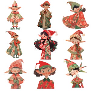 Cute Christmas Elfs Clipart Bundle, Gift Box Clipart, Holiday Clipart ...