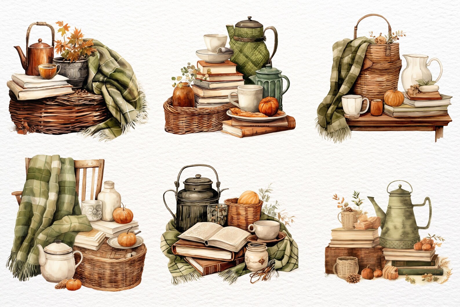 Watercolour Cozy Autumn Clipart Bundle, Fall Clipart, Autumn Decor ...