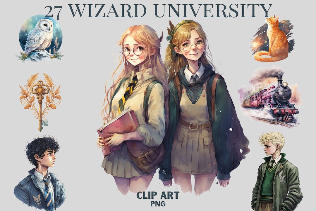 Watercolour Wizard Academy Clipart, Magic Academy Png Bundle, Spells ...
