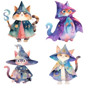 Celestial Mage Cat Clipart Bundle, Cat Png, Magic Clip Art, Mystical ...