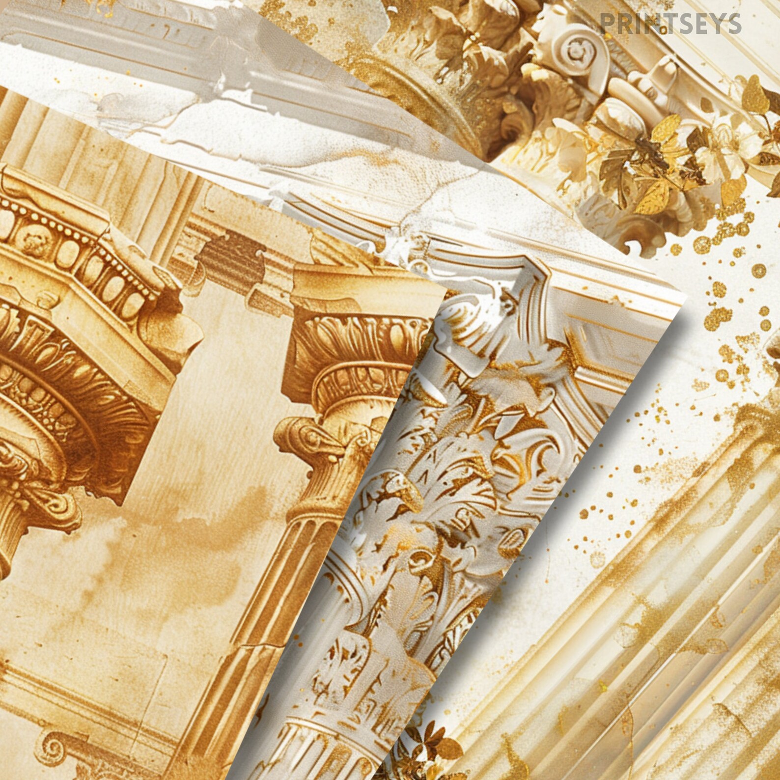 Ivory Temple Digital Paper, Greek Travel Vintage Textured Paper ...
