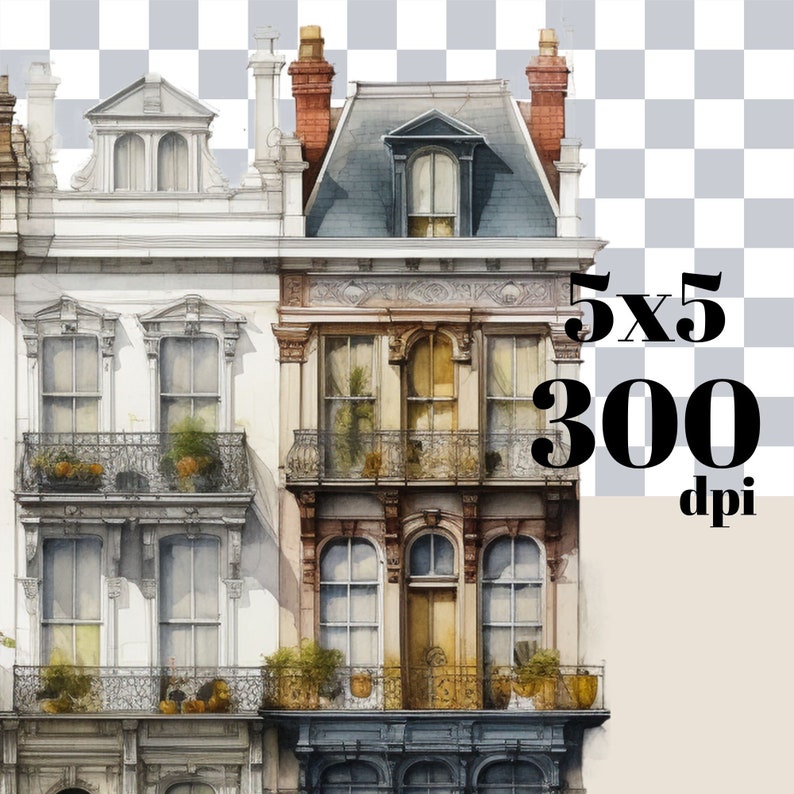Watercolour Vintage London Houses Clipar Bundle, Georgian,victorian ...