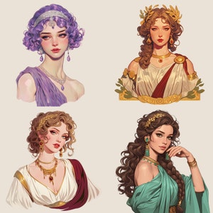Greek Godesses Sticker Bundle , Mythology Clipart Bundle, Goddess ...