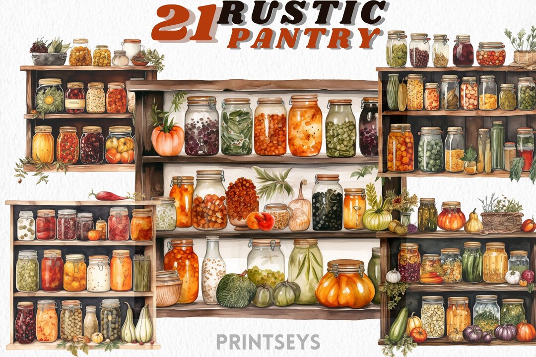 Watercolour Cozy Rustic Pantry, Clipart Bundle, Cottagecore, Cozy Fall ...
