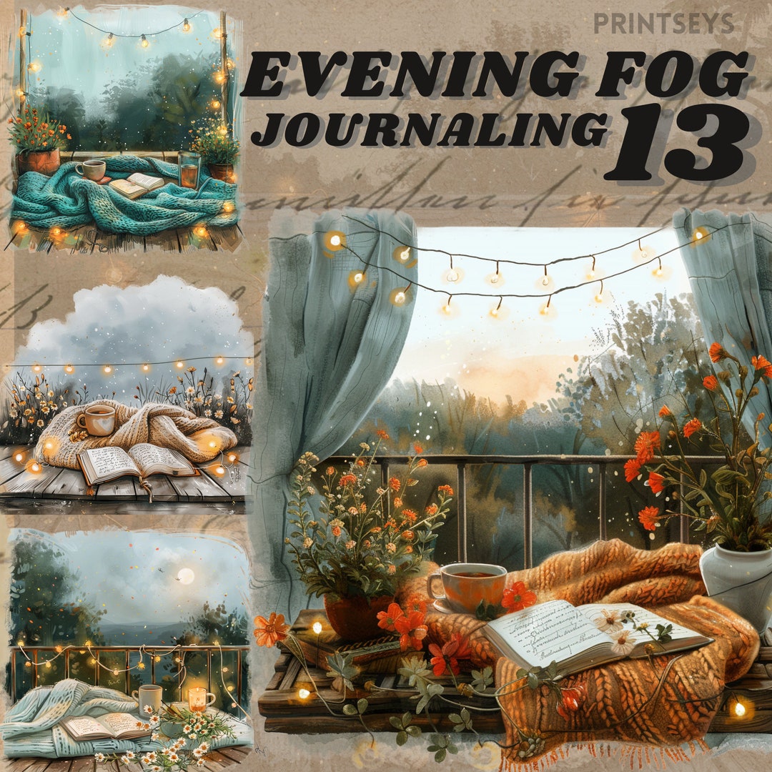 Watercolour Evening Fog Journaling Digital Sticker, Clipart Bundle ...