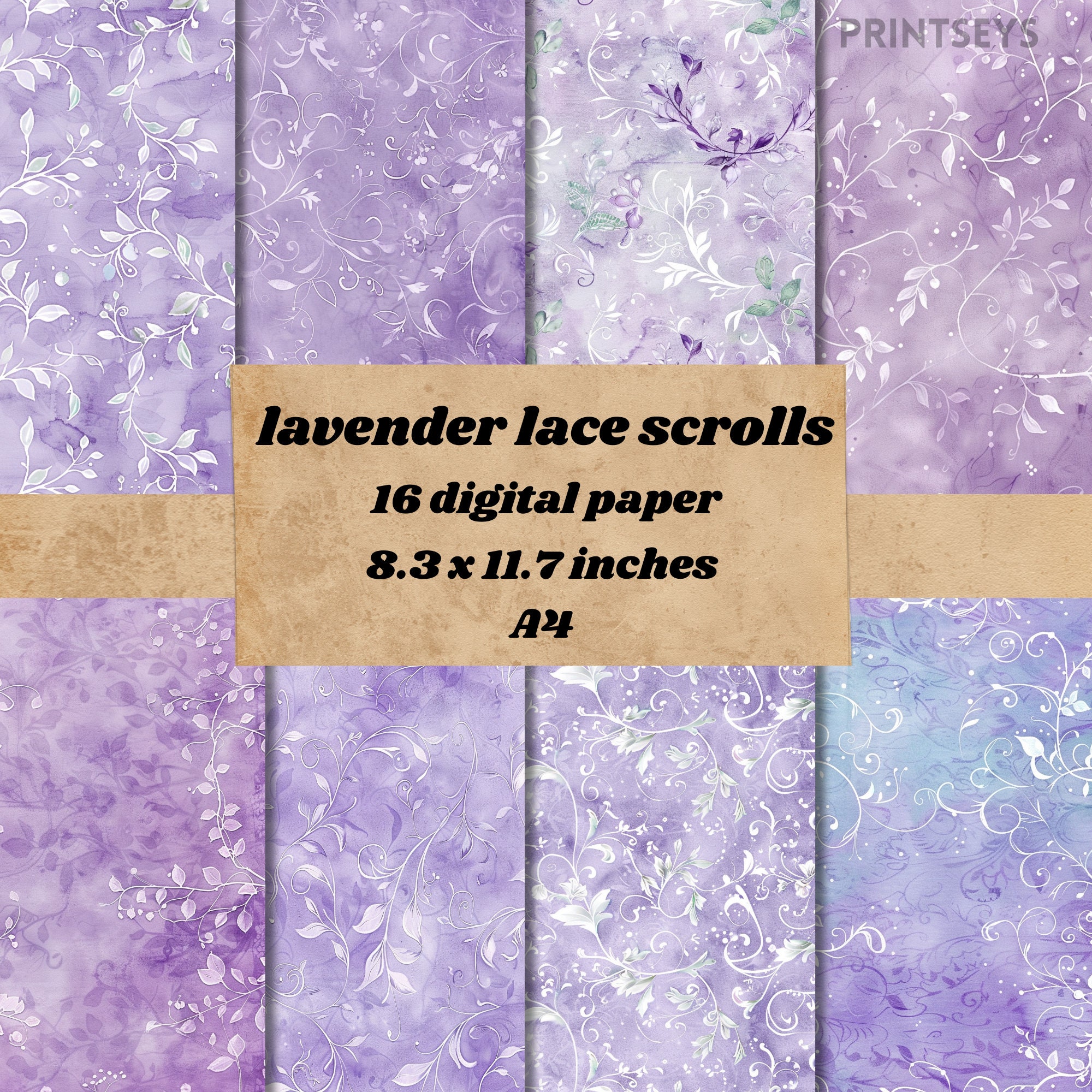 Lavender Lace Swirls Digital Paper Crafts, Nature Background, Scrapbook ...