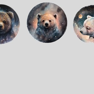 Watercolour Style Cosmic Bears Clipart Bundle , Celestial Bear, Png ...