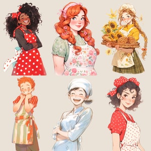 Cute Anime Baker Style Digital Sticker Bundle, Printable Baking Clipart ...