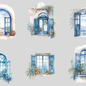 Watercolour Greek Style Window, Rustic Window, Clipart Bundle ...