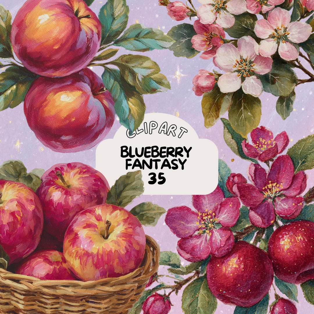 Dreamy Apple Fairytale Clipart Bundle Apple Blossom Goodnote Sticker ...