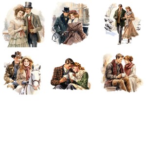 Cozy Winter Vintage Couple Clipart Bundle, Cozy Winter Png, Romantic ...