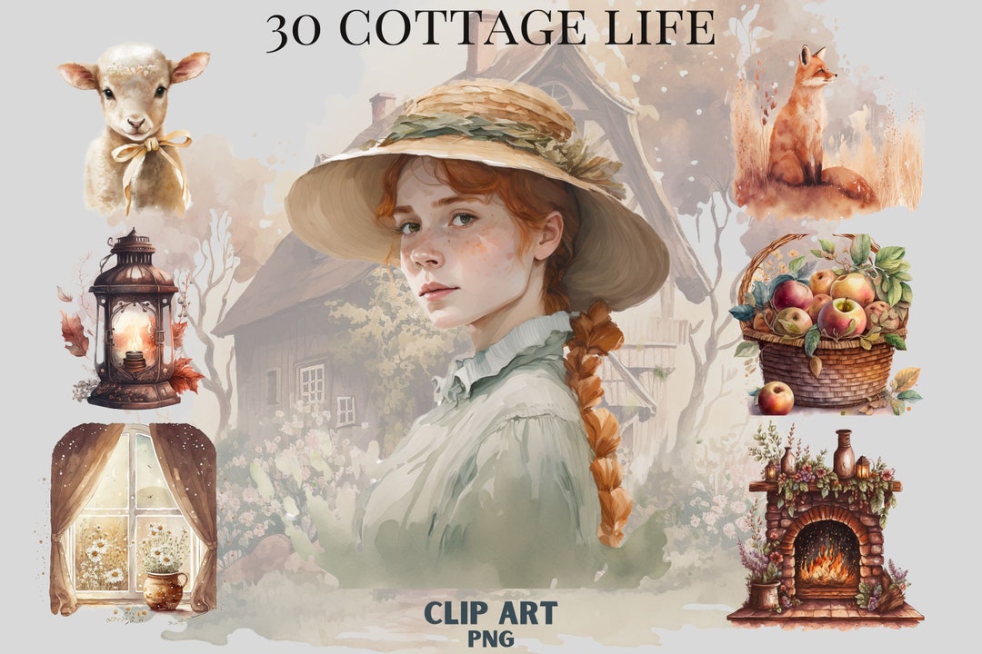 Watercolour Cottagecore Clipart Bundle , Cottage Living, Farm Life ...