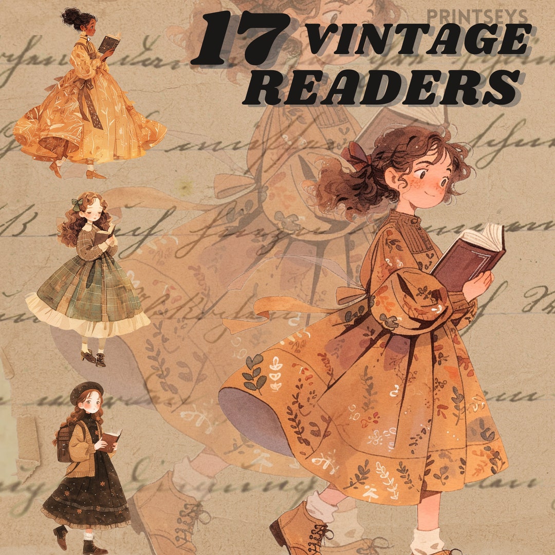 Vintage Reading Digital Stickers, Book Journaling, Romantic Regency ...