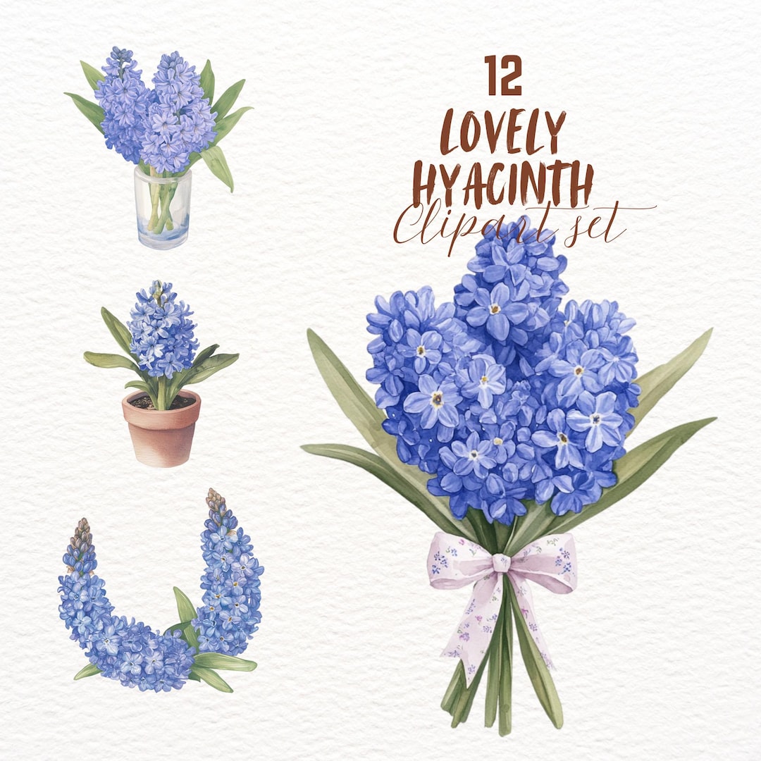 Hyacinth Digital Stickers, Paper Craft Floral Clipart Spring Goodnotes ...