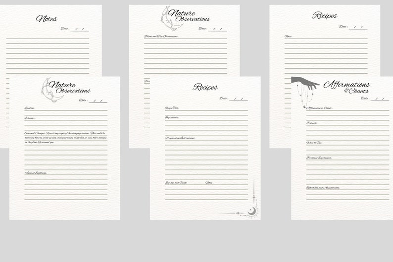 Printable Wiccan/ Witches Journal Pages, Dream Journal, Herbal Grimoire ...
