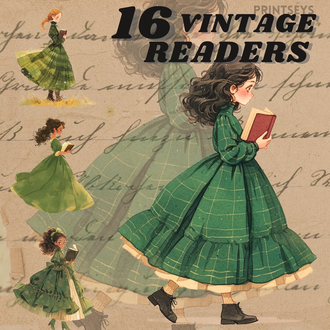 Vintage Reading Digital Stickers, Book Journaling, Romantic Regency ...