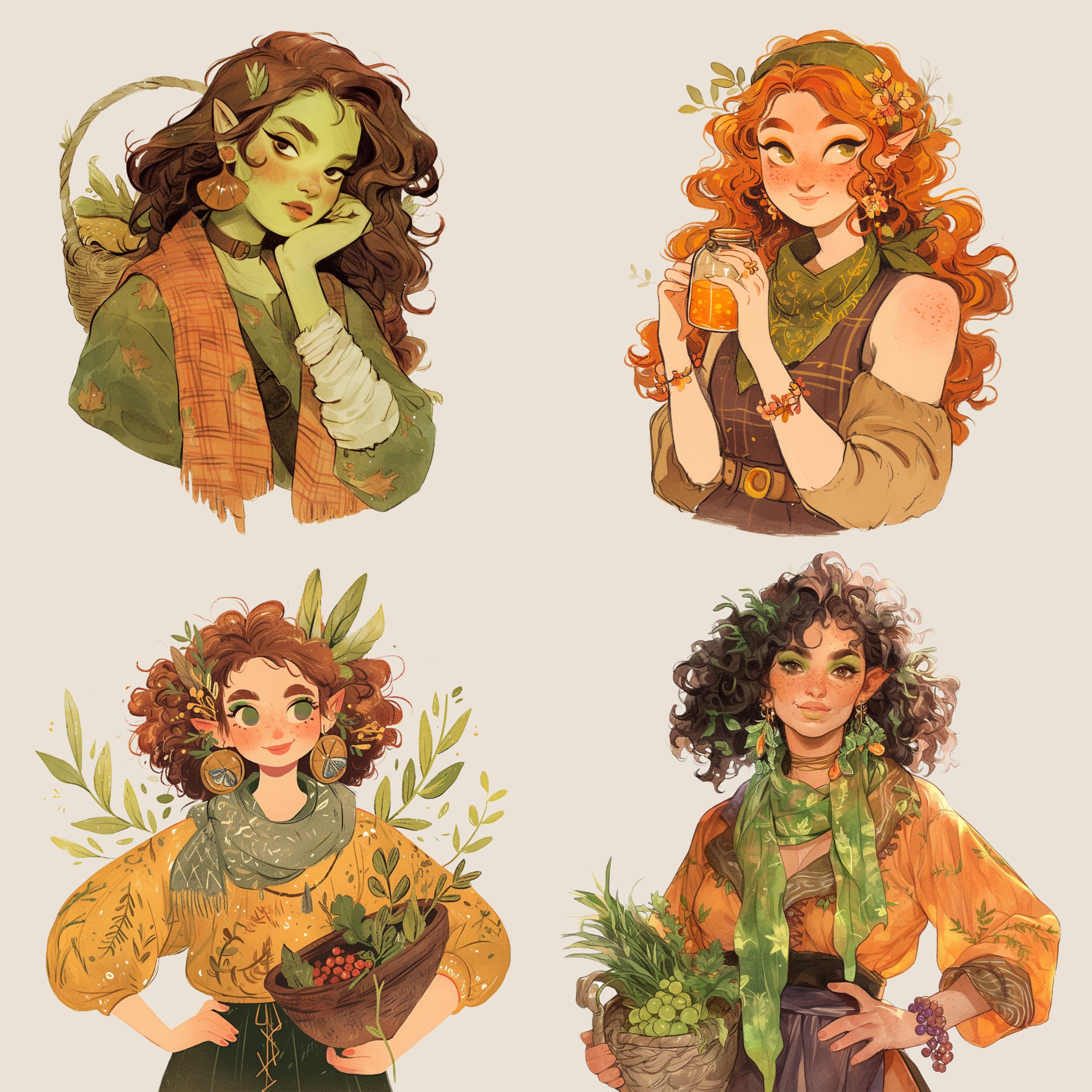 Summer Goblincore Girl Digital Stickers,animal Aesthetic Journaling ...