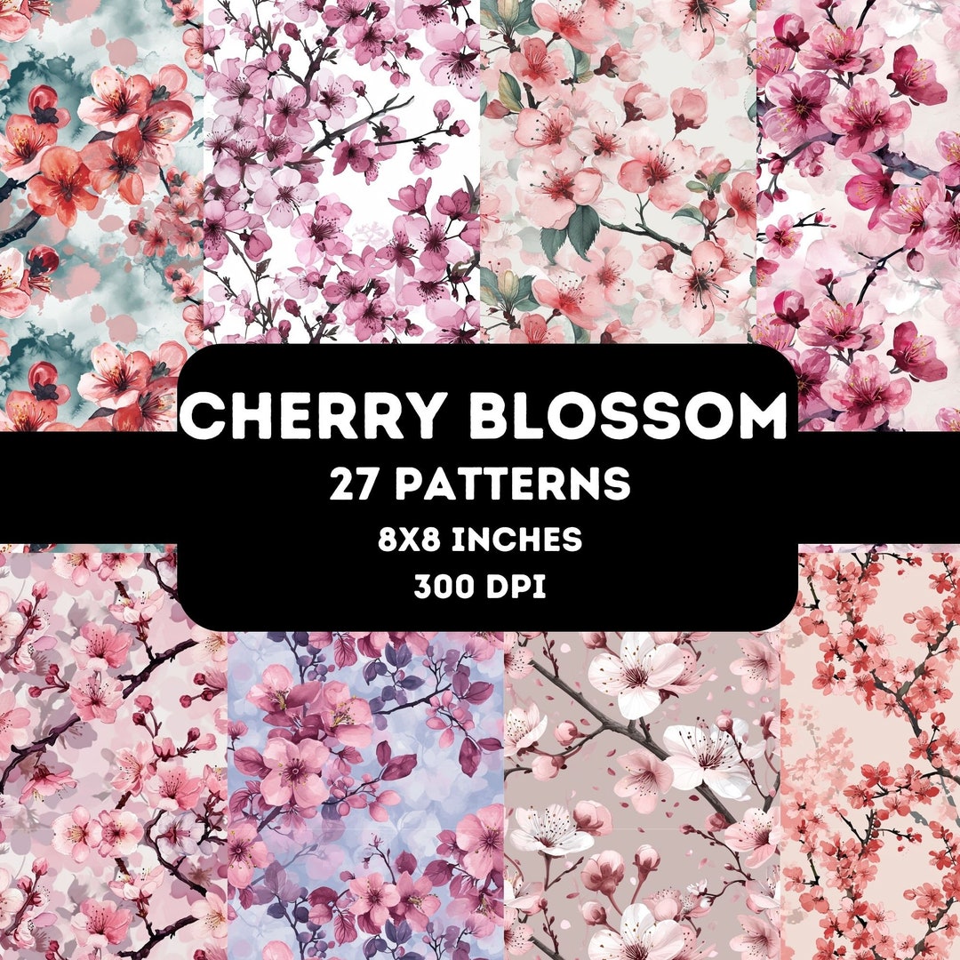 Cherry Blossom Floral Seamless Digital Paper, Seamless Floral Pattern ...