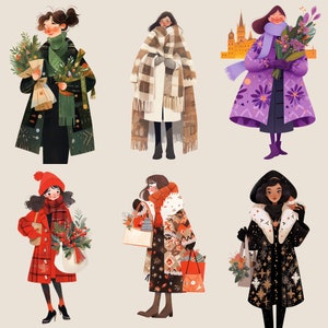 Cozy Christmas Market Shopping Clipart Bundle, Christmas Digital ...