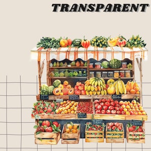 Watercolour Fruit Farmers Market Clipart Bundle, Healthy Eating Clipart ...