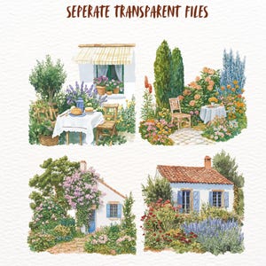 Watercolour Style Garden Summer Cottage Clipart Bundle, Cozy Goodnotes ...