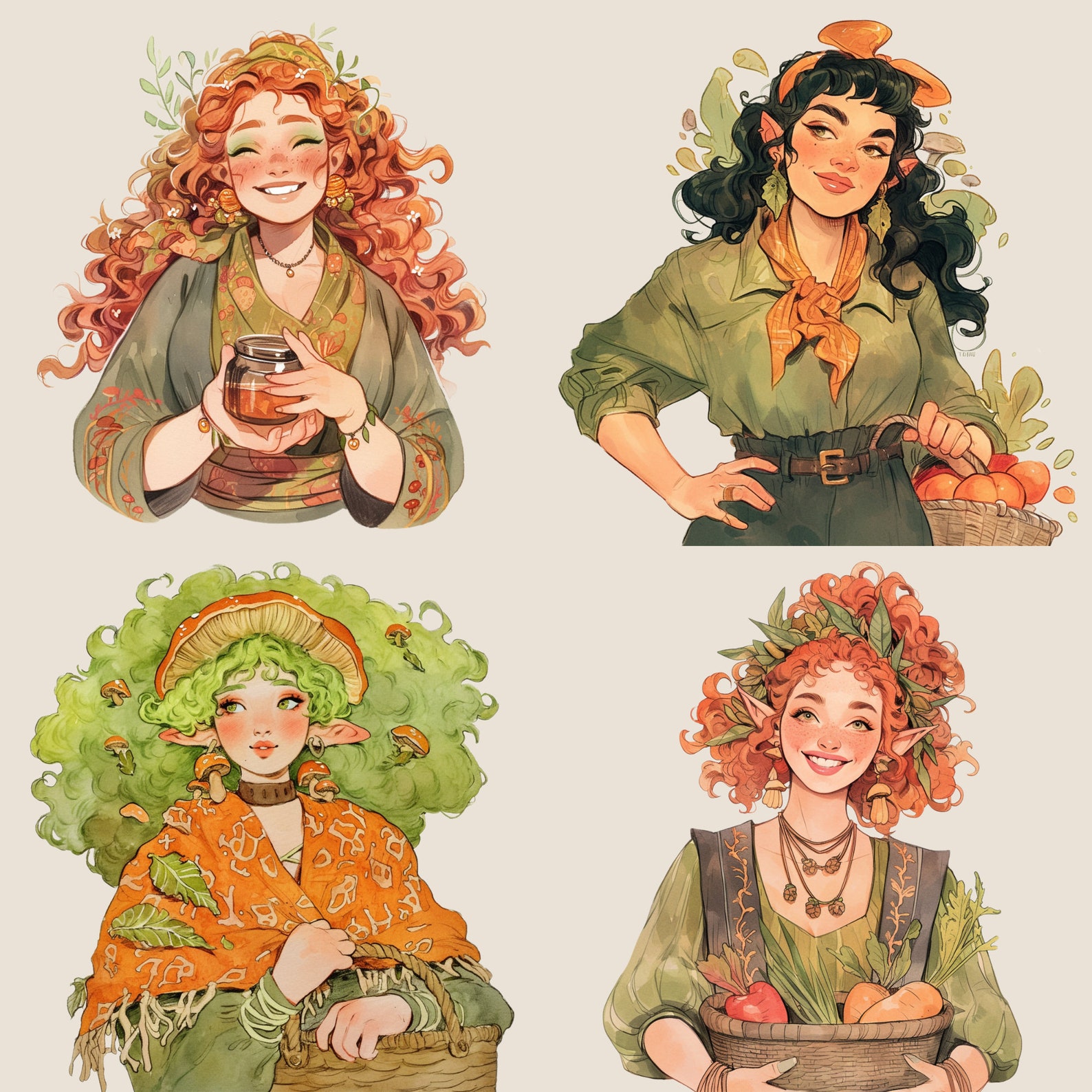 Summer Goblincore Girl Digital Stickers,animal Aesthetic Journaling ...