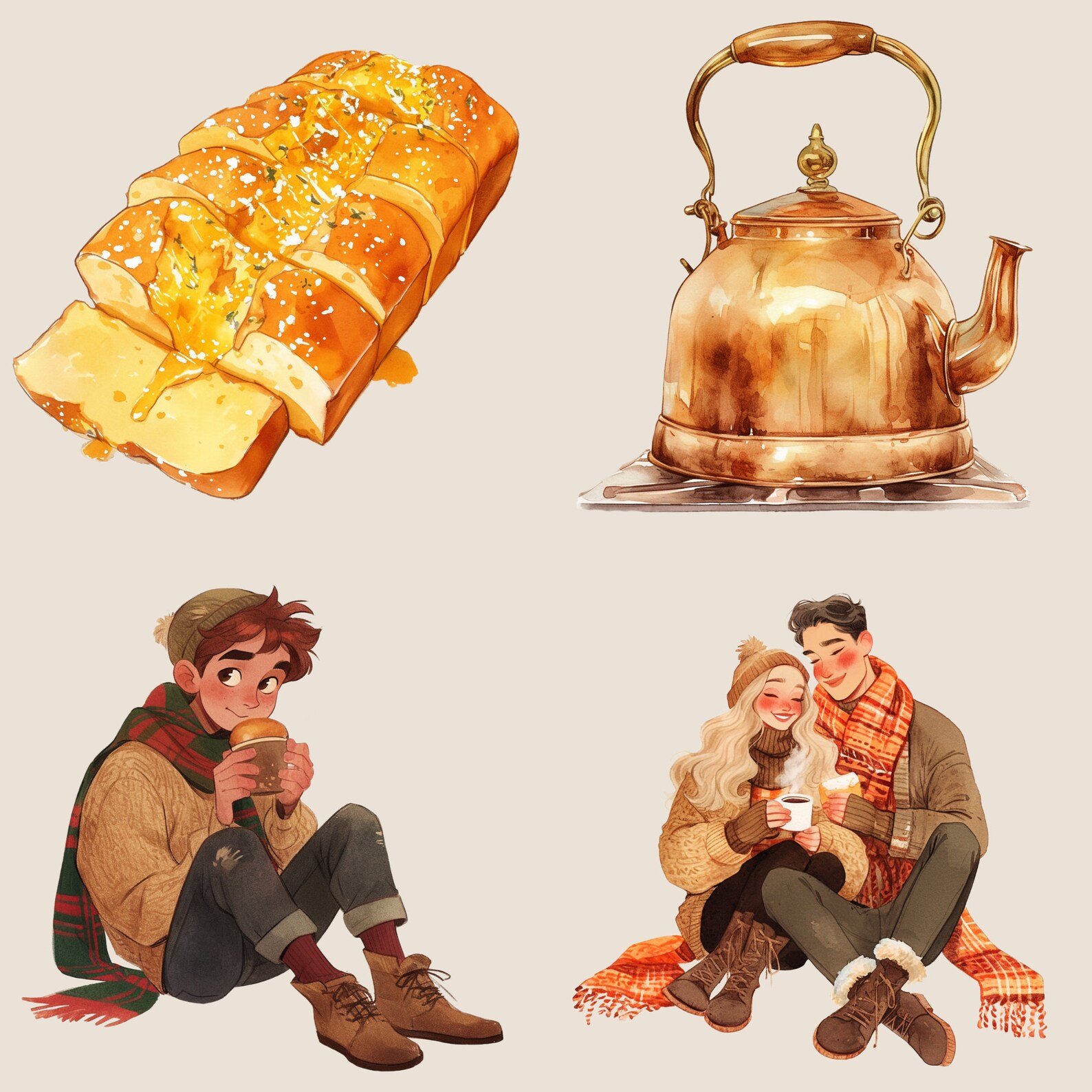 Cozy Cold Weather Autumn Bakery Clipart Bundle, Coffee Time Digital ...